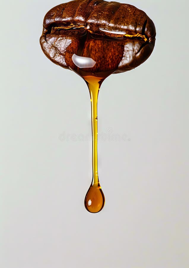 Coffee Bean with a Drop of Coffee Dripping from it Stock Image - Image ...