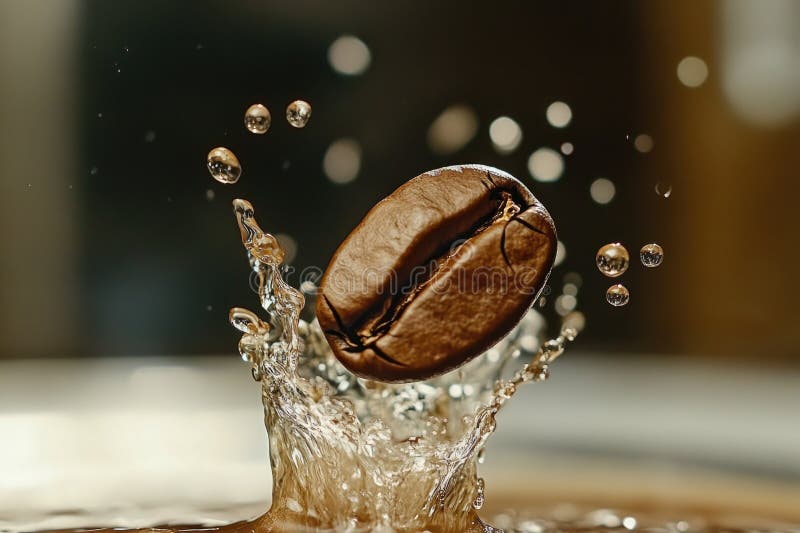 Coffee Bean Dropping into Water Stock Image - Image of water, drink ...