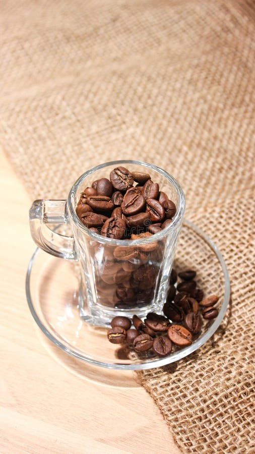 Coffee Bean Fall Down Pour in Glass Bowl, Coffee Seeds Float Explode ...