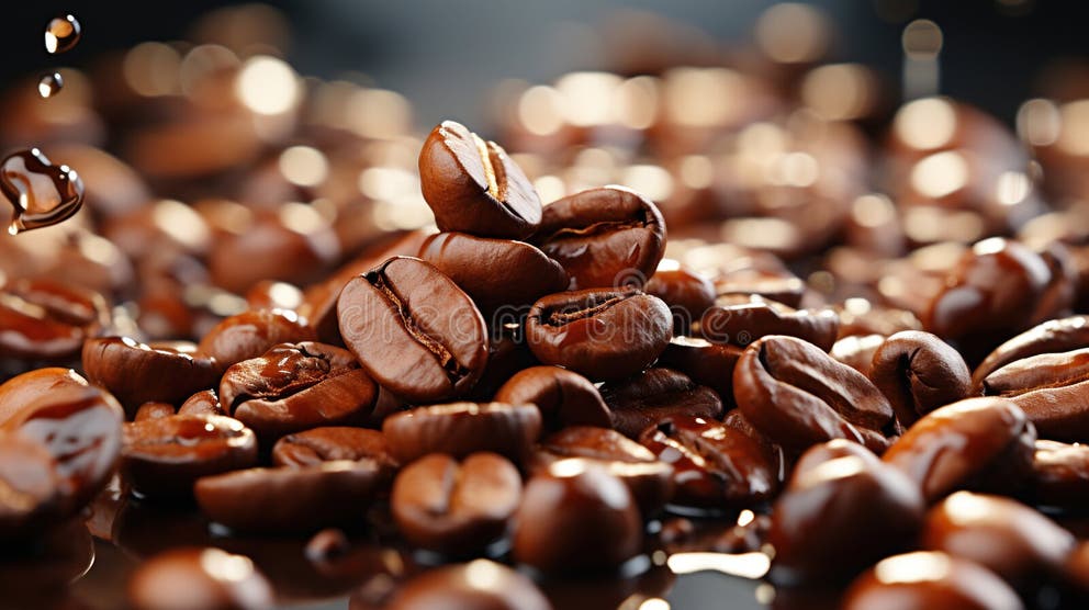 Coffee Bean Falling in the Style of Clever Juxtaposition on Blurry ...