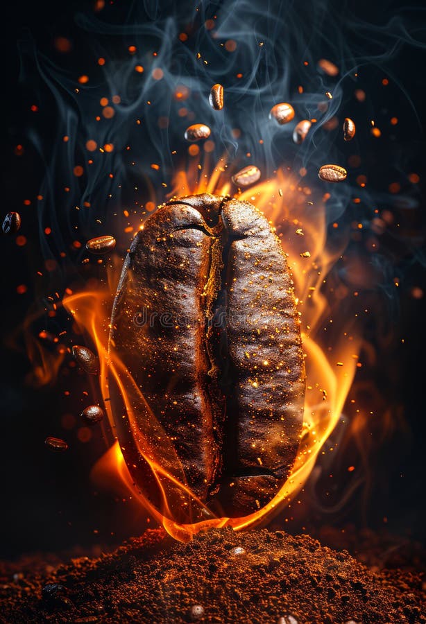A Coffee Bean is on Fire and Surrounded by Smoke Stock Image - Image of flour, rustic: 328498845