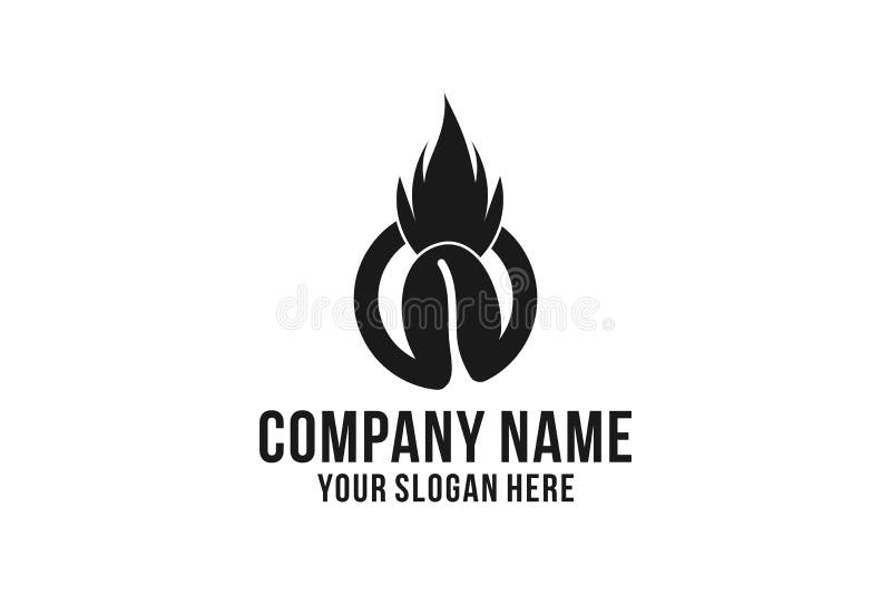 Coffee Bean Fired Logo Design Inspiration. Stock Vector - Illustration ...