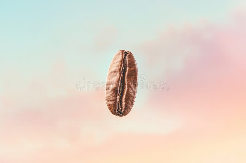 A Coffee Bean Floating Gently Down from the Sky, Like a Feather, with a ...