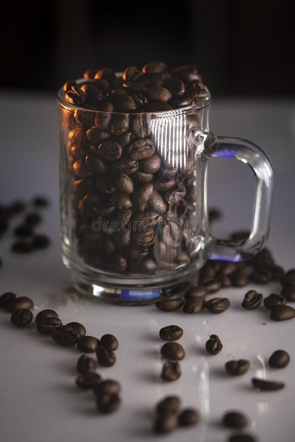 Coffee bean in a glass stock photo. Image of dark, energy - 197131140