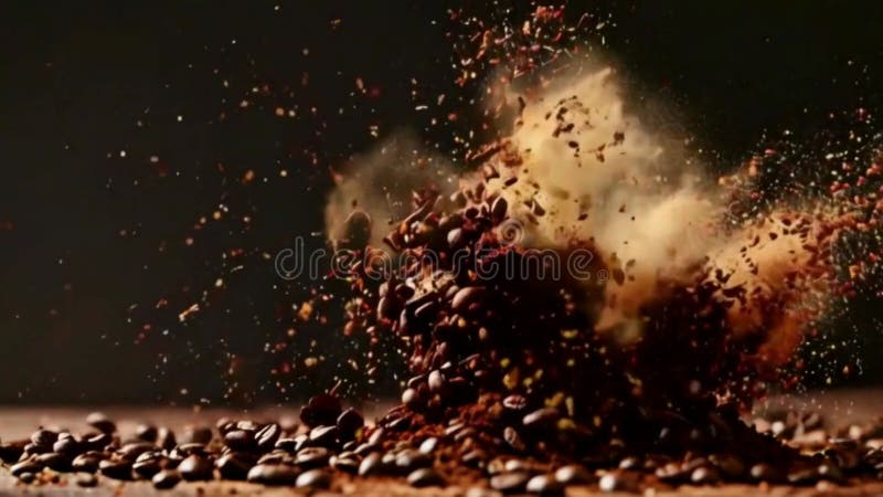 Coffee Bean Ground Fly Explosion Stock Footage - Video of exploded ...
