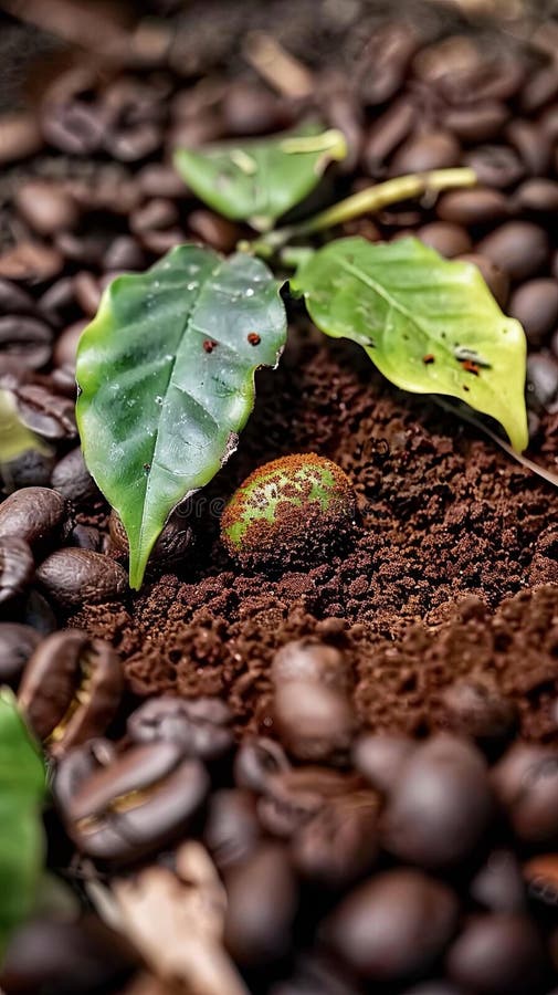 A Coffee Bean in the Ground. High Resolution. Stock Illustration ...