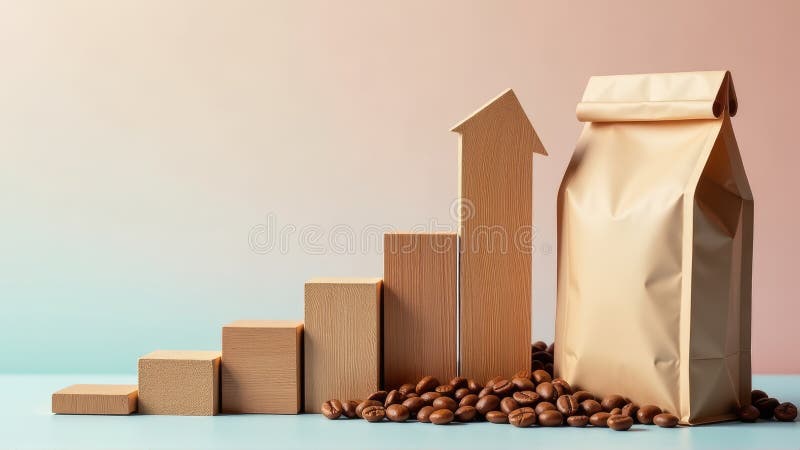Coffee Bean Growth Chart with Packaging Stock Illustration ...