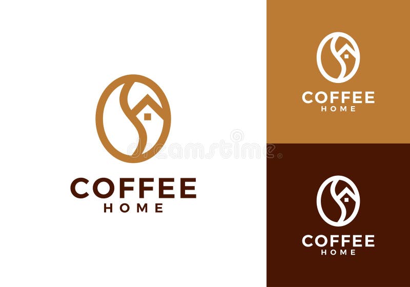 Coffee Bean with House Combination Logo Design Stock Illustration ...
