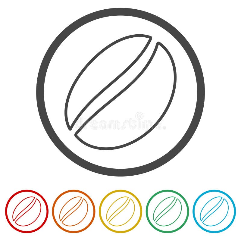 Coffee Bean Icon, 6 Colors Included Stock Vector - Illustration of hand ...
