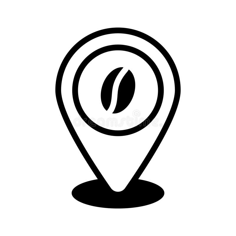 Coffee Bean Inside Map Pointer Denoting Icon of Coffee Shop Location ...