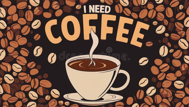 Coffee and Coffee Bean Logo Design with the Words I Need Coffee Stock ...