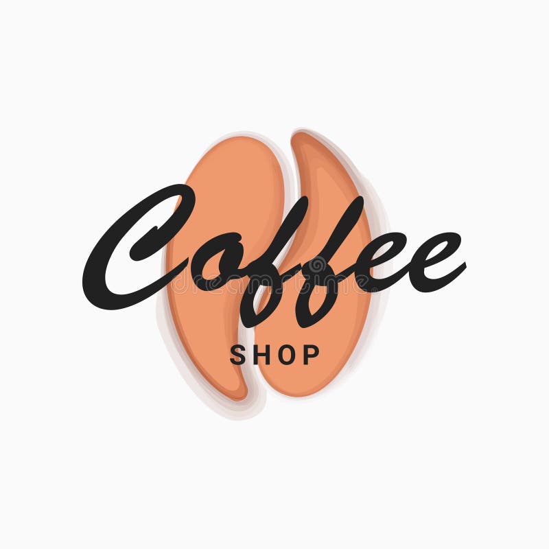 Coffee Shop Bean Logo on White Background Stock Illustration ...