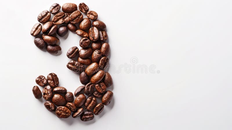 Coffee Bean Numbers on White Background - Creative Concept with Roasted ...