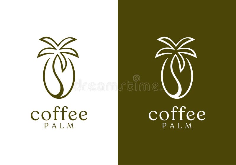 Coffee Bean with Palm Tree Logo Design Vector Stock Vector ...