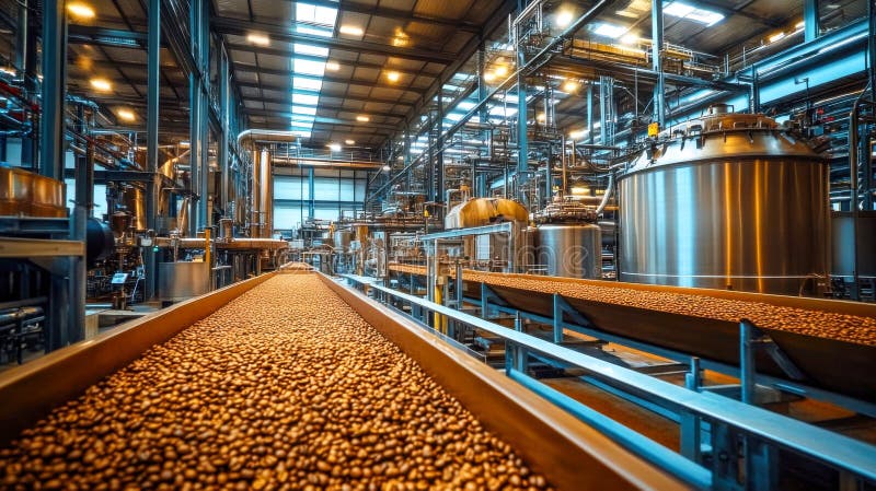 Coffee Bean Processing in Large Modern Industrial Facility with ...