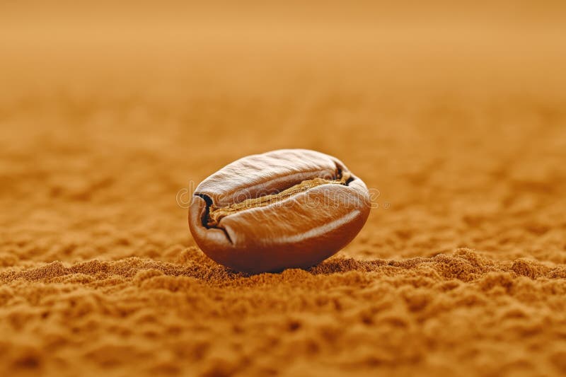 Coffee Bean Resting on Fine Ground Coffee Showcasing Rich Texture and ...