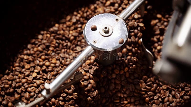 Roasting Process in an Industrial Coffee Roasting Machine in a Factory ...
