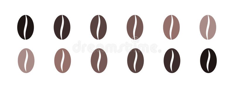 Coffee Bean Set. Brown Coffee Bean Icons Stock Illustration ...