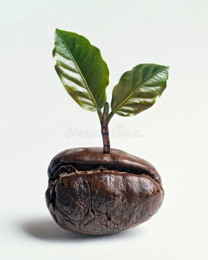 Sprouting Coffee Bean on a Light Background, Highlighting the Delicate ...