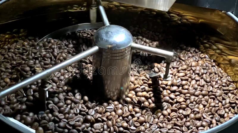 Coffee Bean Stirring Process in Roasting Machine Stock Footage - Video ...