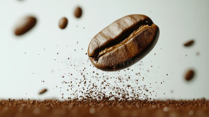 Coffee Bean Suspended Above Ground in Mid-motion Stock Image - Image of ...