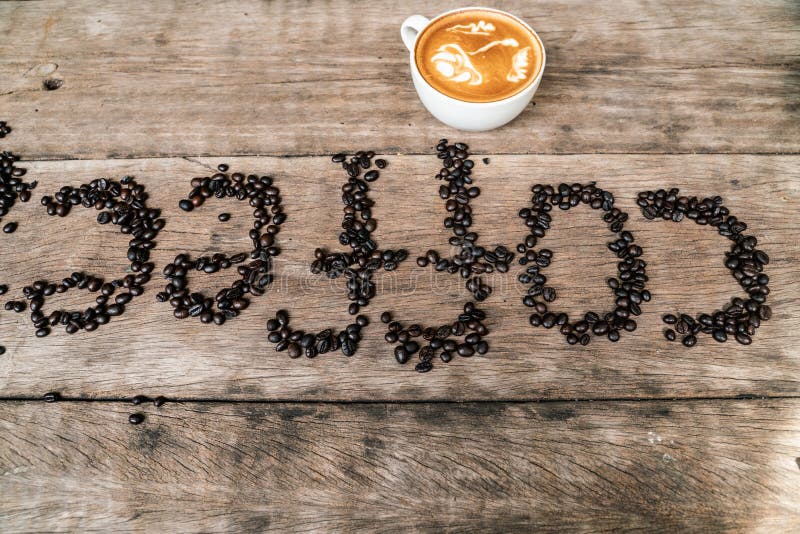 Coffee Bean Texture Word with Latte Coffee Stock Photo - Image of java ...