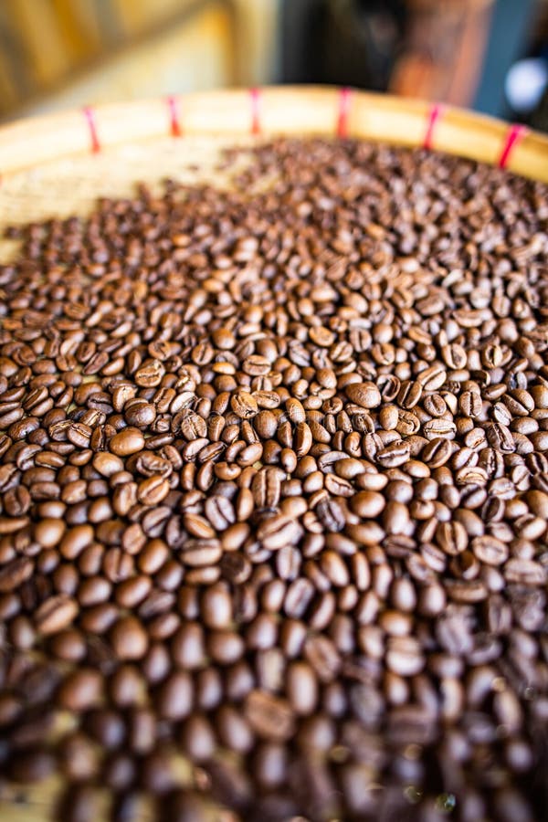 Coffee Bean in Threshing Basket Stock Image - Image of dark, abstract ...
