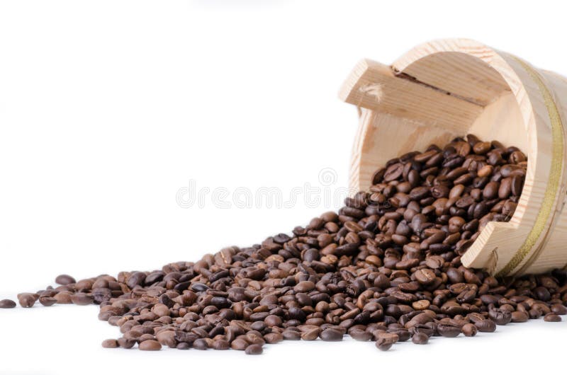 Coffee Bean in Wooden Bucket Stock Image - Image of arabic, roaster ...