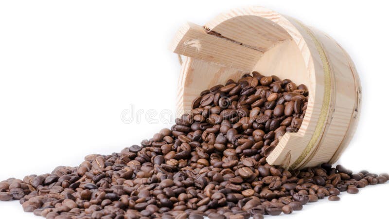 Coffee Bean in Wooden Bucket Stock Image - Image of black, bean: 46019749