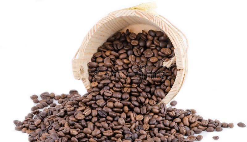 Coffee Bean in Wooden Bucket Stock Image - Image of roasted, caffeine ...