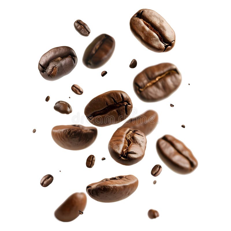 Coffee Beans in Air on Transparent Background - Ai Generated Stock ...