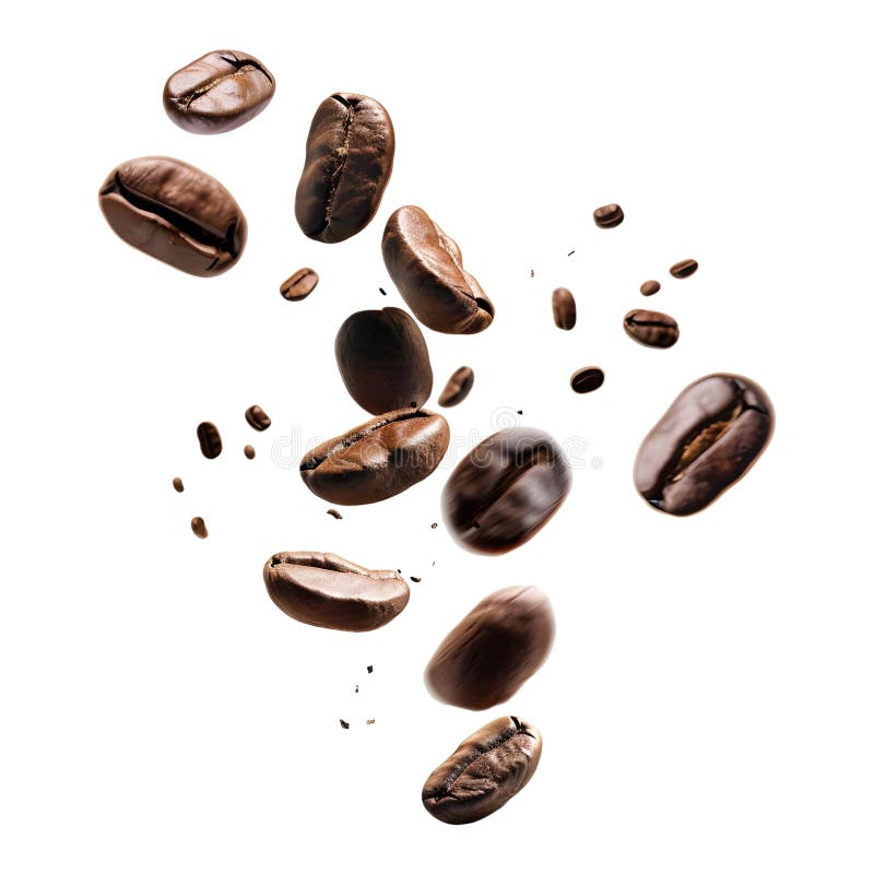 Coffee Beans in Air on Transparent Background - Ai Generated Stock ...