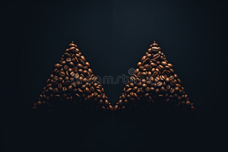 Coffee Beans Arranged in Artistic Mountain Formations Creating a Unique ...