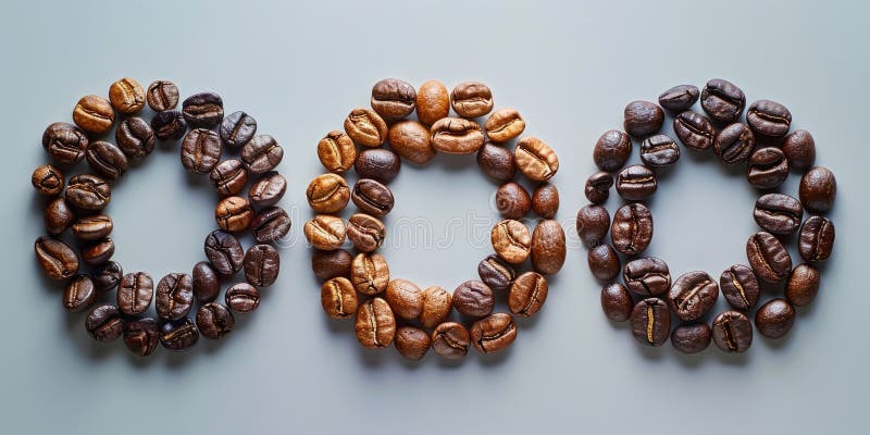 Coffee Beans Arranged in Circular Patterns Showcasing Different Roast ...