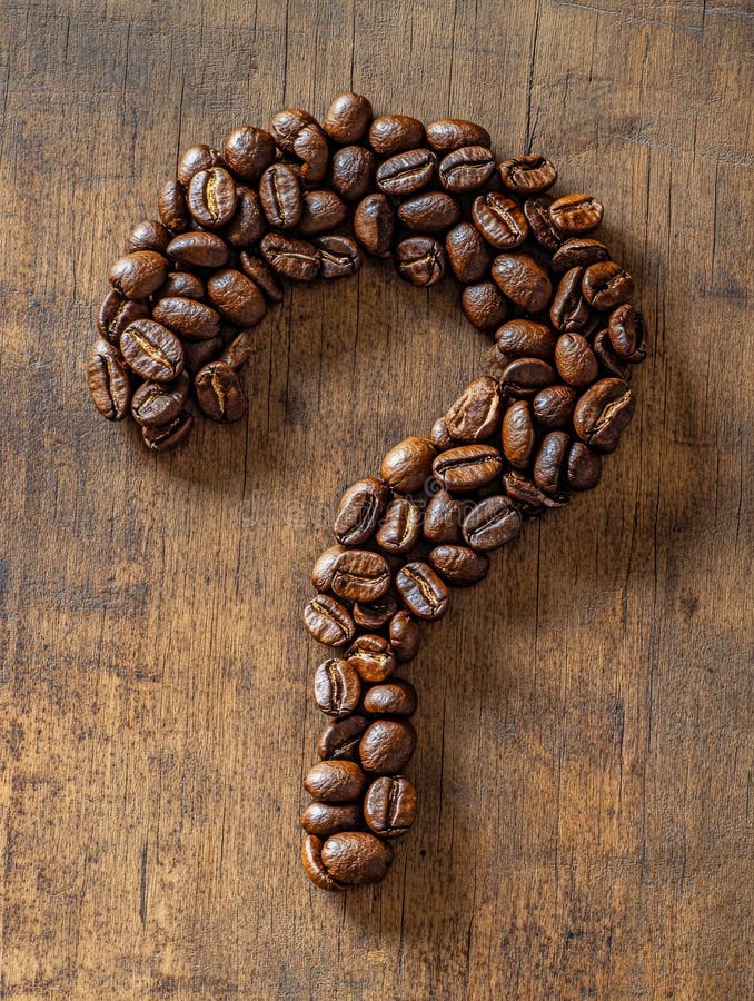 Coffee Beans Arranged in a Question Mark on Wood. Stock Image - Image ...