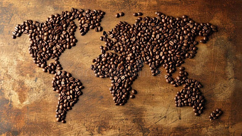 World Map Formed with Coffee Beans, a Creative Blend of Geography and ...