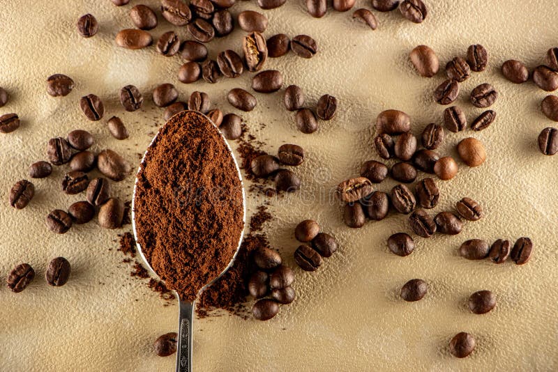 Coffee Beans Background of Old Wrinkled Parchment Paper Stock Photo ...