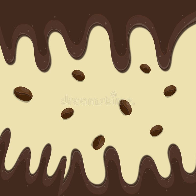 Coffee Beans Background Pattern with Coffee Flowing Template Stock ...