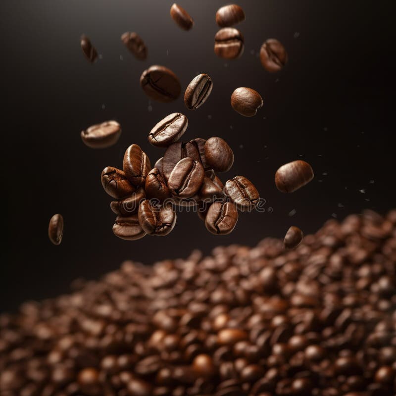 Coffee Beans Background. Roasted Coffee Beans Falling Down Stock ...
