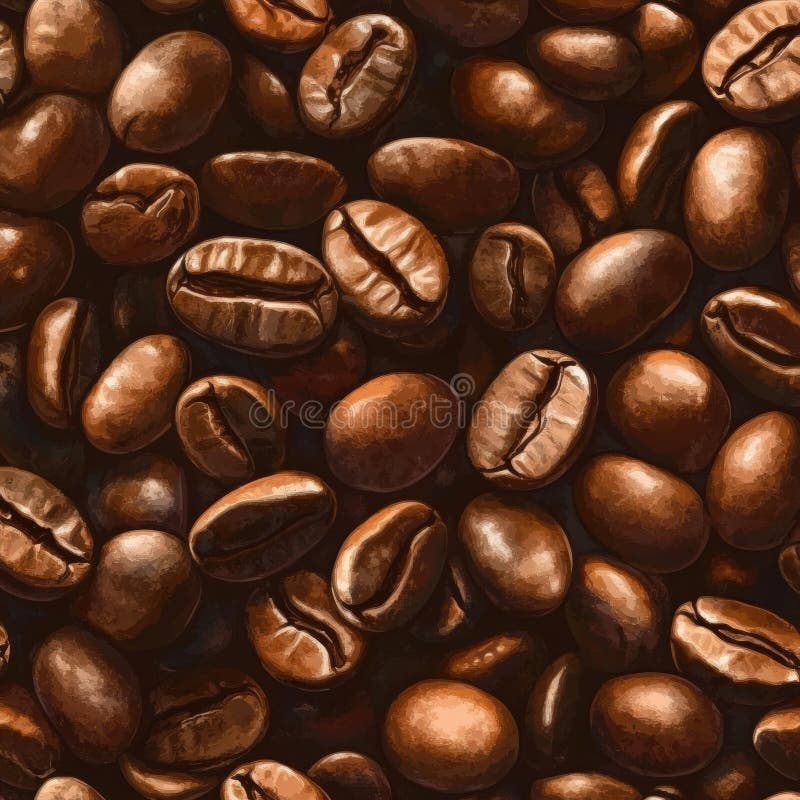 Coffee Beans Background. Seamless Texture. Vector Illustration Stock ...