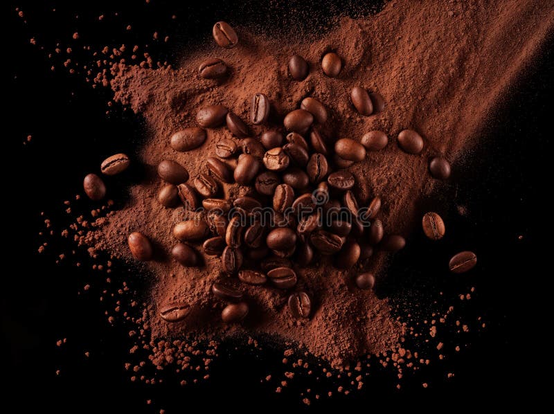 Coffee Beans on a Bed of Coffee Powder Stock Illustration ...