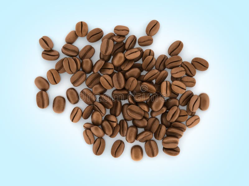 Coffee Beans on Blue Gradient Background 3d Stock Illustration ...
