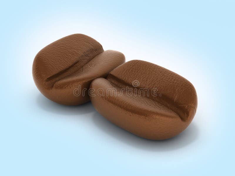 Coffee Beans on Blue Gradient Background 3d Stock Illustration ...