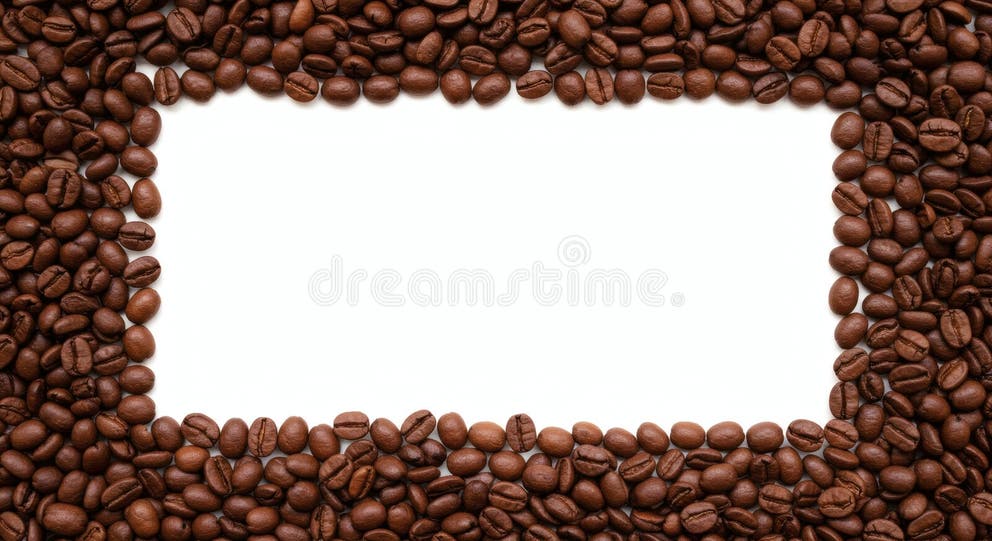 Coffee Beans Border Frame on White Background for Text or Design Stock ...