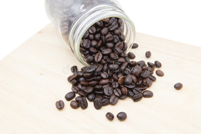 Coffee Beans in Bottle on Wood Block Stock Image - Image of caffeine ...