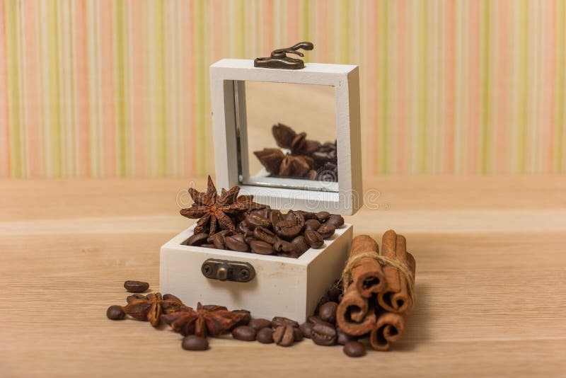 Coffee Beans in a Box Vintage Stock Image - Image of coffee, filled ...