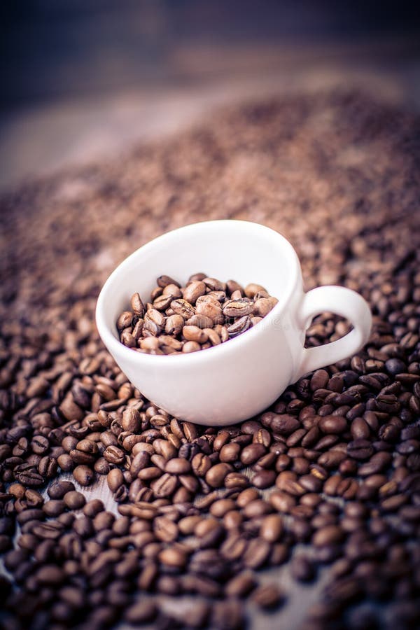 Coffee, Beans, Brown, Morning, Aroma, Roasted, White Cup Stock Photo ...
