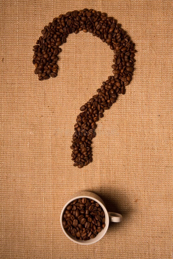 Coffee Beans on Burlap (question Mark) Stock Image - Image of america ...