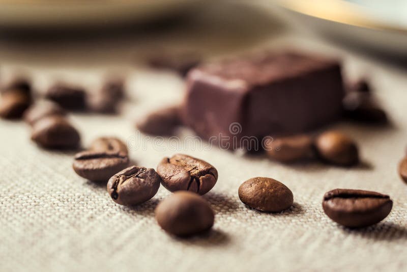 Coffee Beans and Candy Cane.spilled Coffee Beans Stock Image - Image of ...