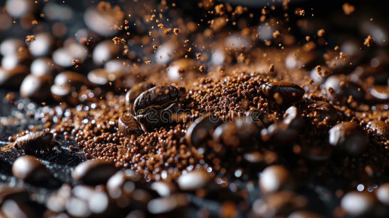Coffee Beans are Captured in Mid-air with a Dynamic Explosion of Ground ...